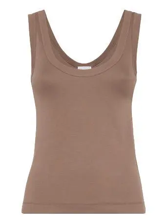 Brunello Cucinelli Ribbed Jersey Top - Chocolate