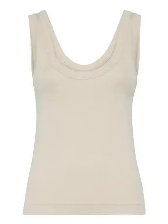Brunello Cucinelli Ribbed Jersey Top - Cool Beige
