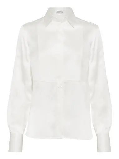 Brunello Cucinelli Satin Shirt - Ivory
