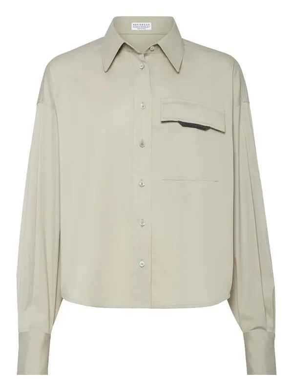 Brunello Cucinelli Stretch Poplin Shirt - Cool Beige