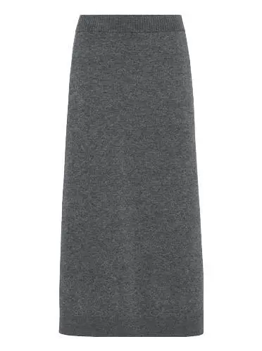 Brunello Cucinelli Double Knit Midi Skirt - Lead