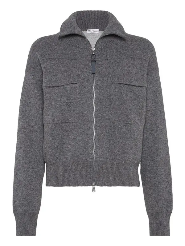 Brunello Cucinelli Double-knit Cashmere Cardigan - Lead