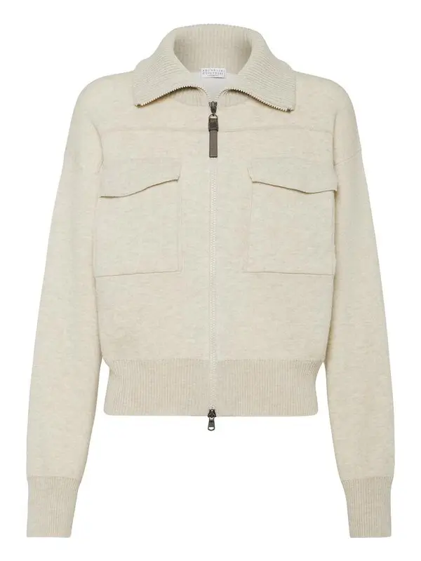 Brunello Cucinelli Double-knit Cashmere Cardigan - Oat