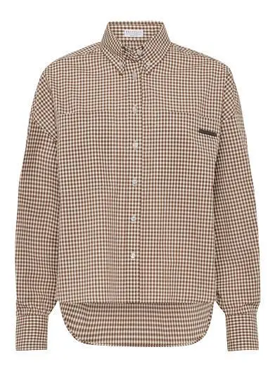 Brunello Cucinelli Checked Poplin Shirt - Brown