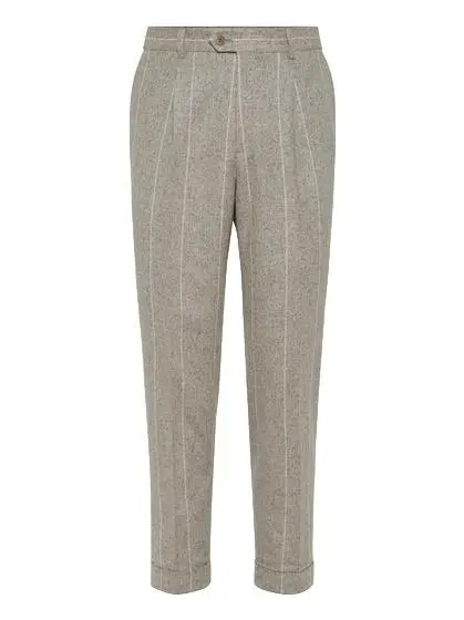 Brunello Cucinelli Leisure Fit Pleated Trousers - Salt