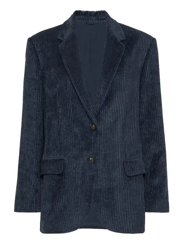 Brunello Cucinelli Corduroy Viscose Blazer - Navy Blue