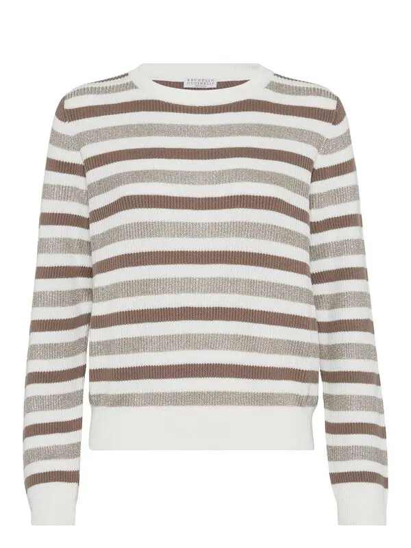 Brunello Cucinelli Cotton Sparkling Yarn Sweater - Beige