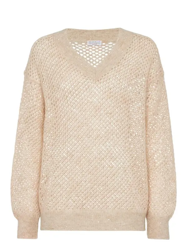 Brunello Cucinelli Mesh Knit Sweater - Warm Beige
