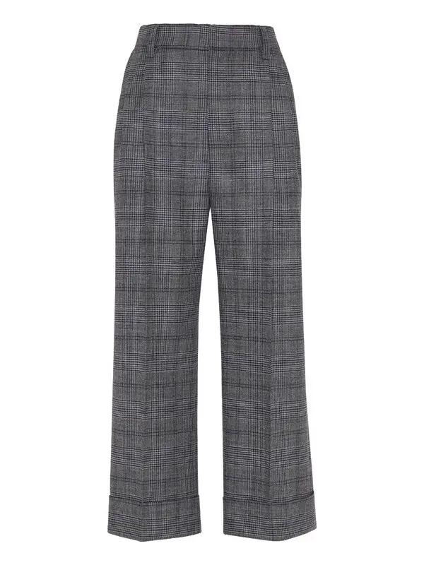 Brunello Cucinelli Prince Of Wales Pattern Trousers - Grey