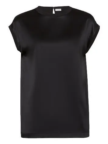 Brunello Cucinelli Stretch Silk Satin T-shirt - Black
