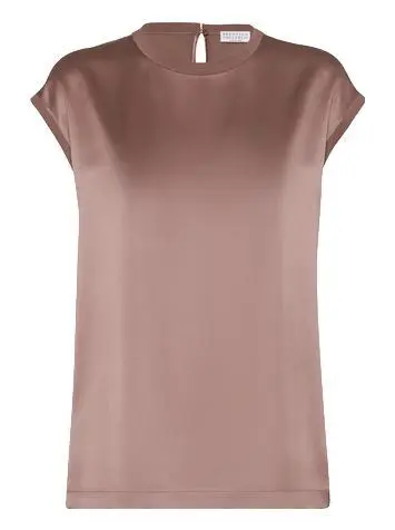 Brunello Cucinelli Stretch Silk Satin T-shirt - Chocolate