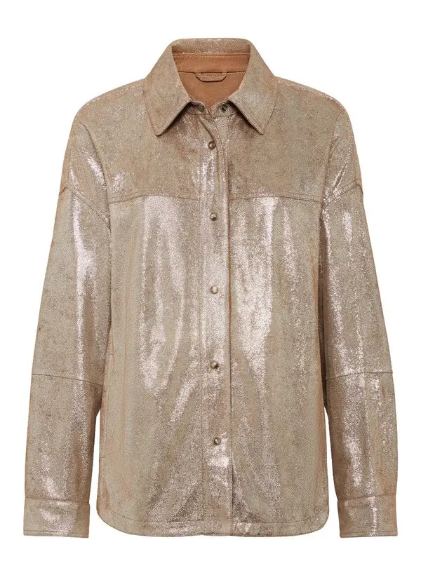 Brunello Cucinelli Lamé Nappa Shirt - Silver