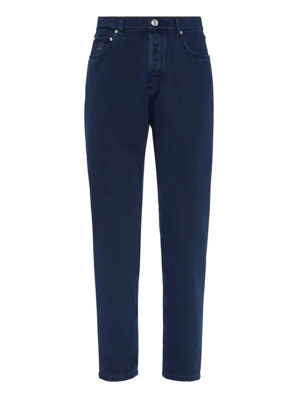 Brunello Cucinelli Garment-dyed Denim Trousers - Blue