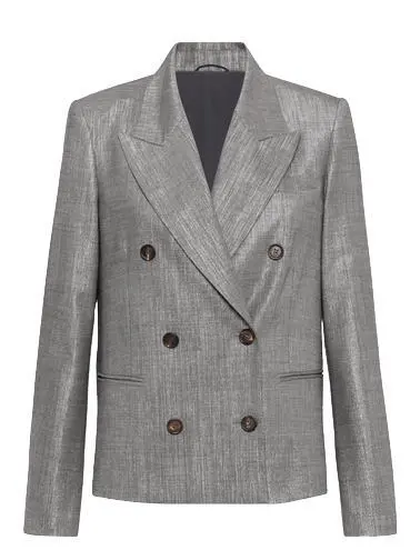 Brunello Cucinelli Sparkling Twill Blazer - Silver