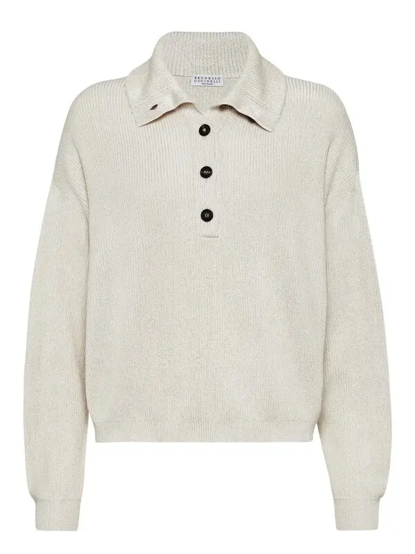 Brunello Cucinelli Vanisé Knit Polo Shirt - Cool Beige