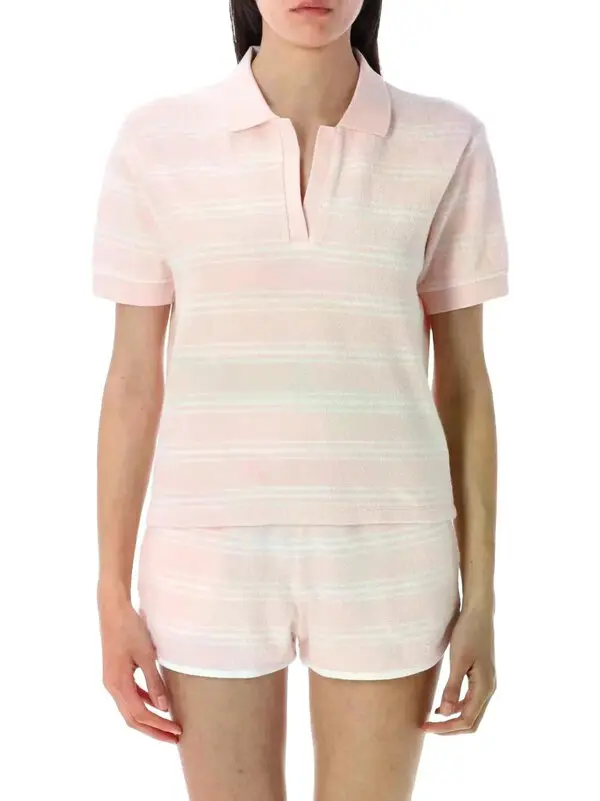 SPORTY & RICH Striped Short Sleeve Top - Pink