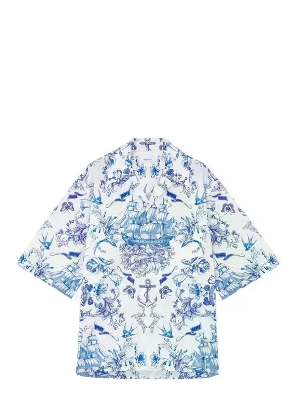 Alexander McQueen Floral-print Short-sleeve Shirt - Blue