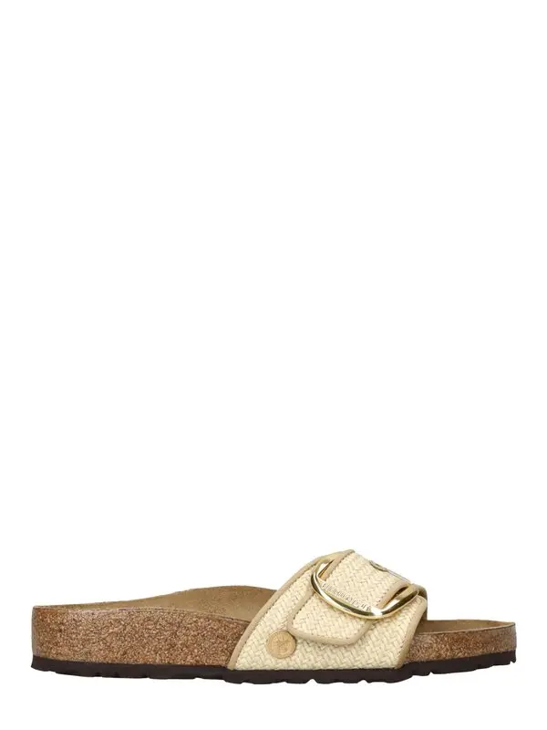 BIRKENSTOCK Madrid Big Buckle Raffia Sandals - Ivory