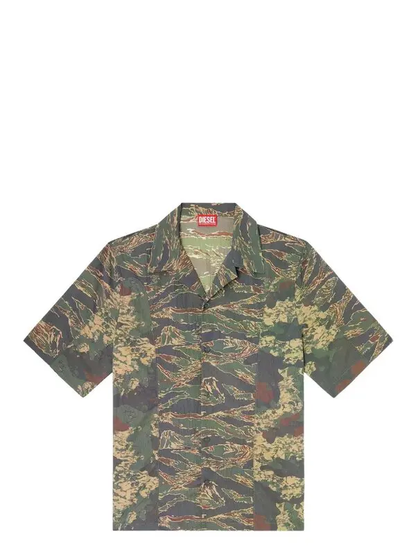 DIESEL S-brack-epbw Camouflage-print Short-sleeve Shirt - Green