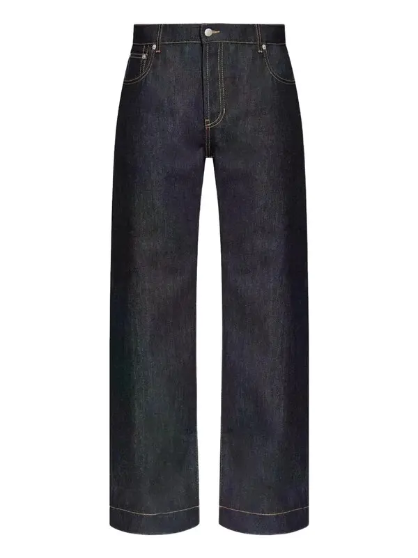 Alexander McQueen Logo-patch Wide Leg Jeans - Blue