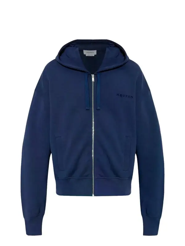 Alexander McQueen Zip-up Hooded Sweatshirt - Blue