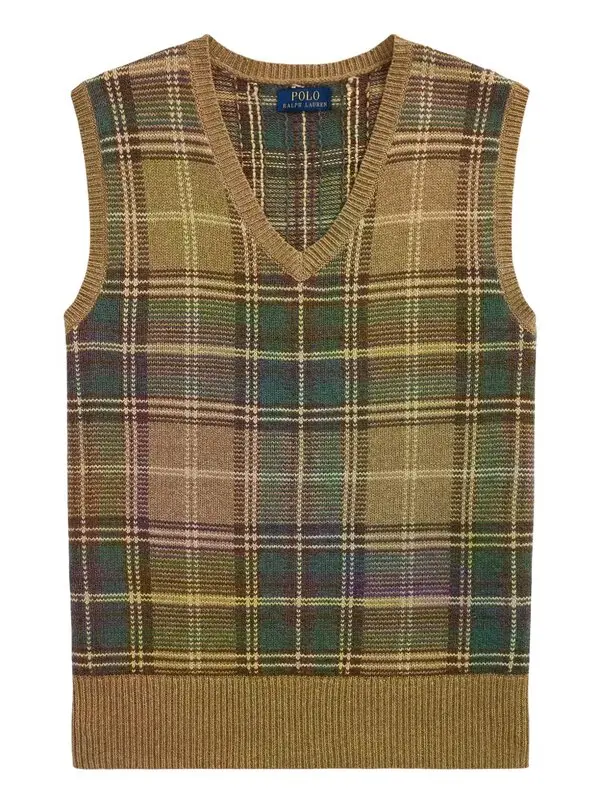 Polo Ralph Lauren Plaid Sleeveless Vest - Brown