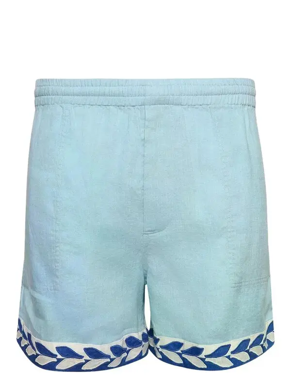 BODE Seedling Leaf Embroidered Shorts - Blue