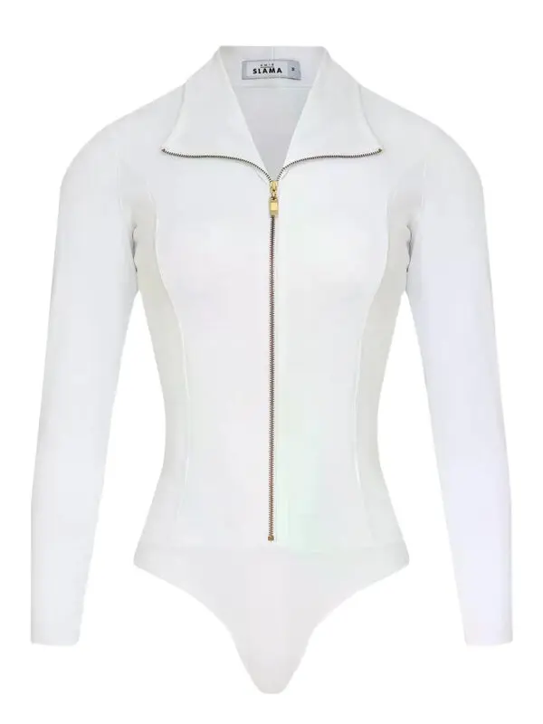 AMIR SLAMA High-neck Zip Bodysuit - White