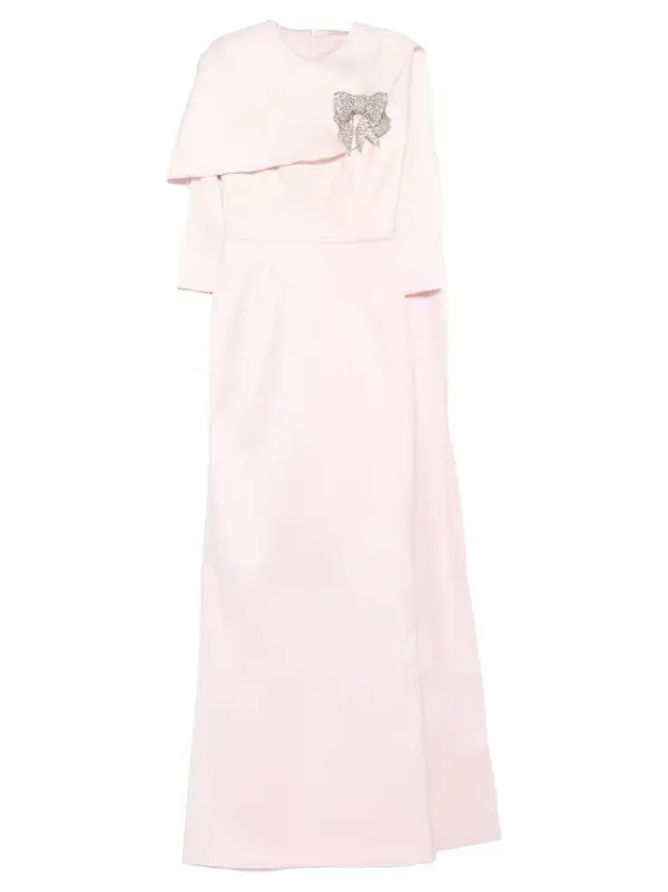 SILK LOVE & LACE Bow-embellished Cape Dress - Pink