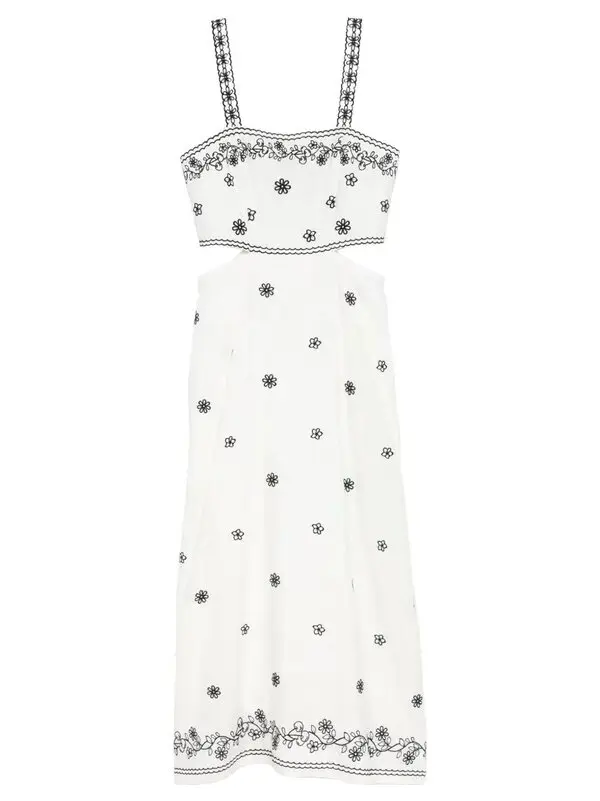 Maje Embroidered Cut-out Maxi Dress - White