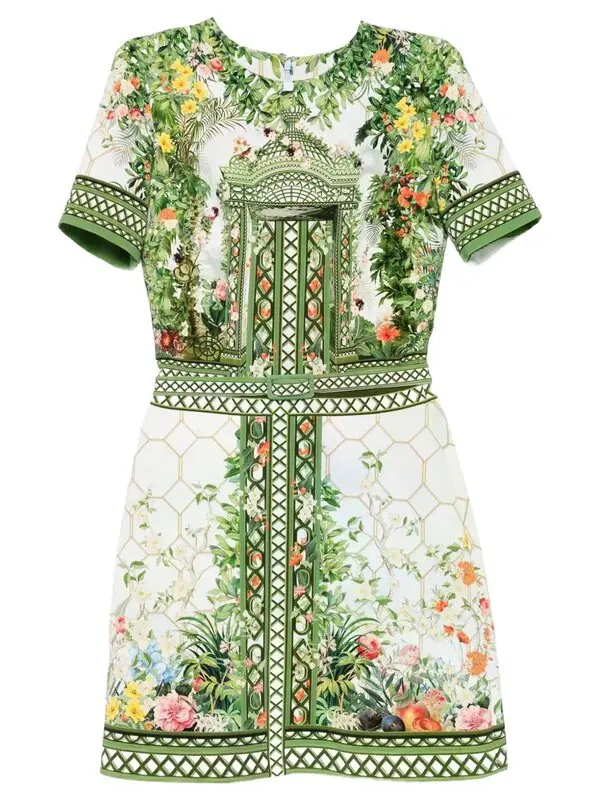 MARY KATRANTZOU Floral-print Short Sleeve Dress - Blue