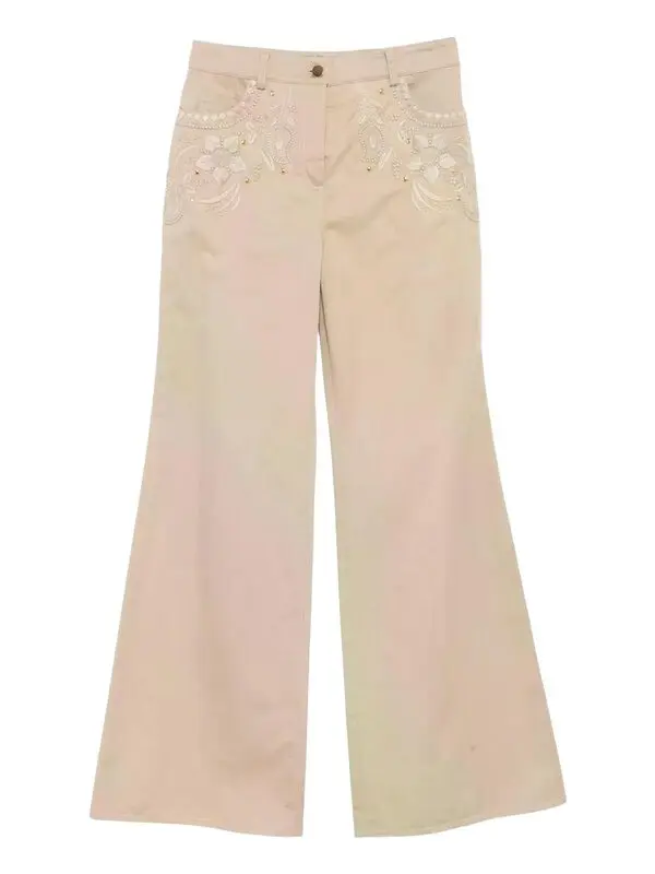 Elie Saab Embroidered Gabardine Pants - Grey