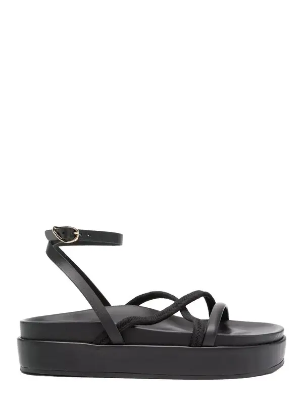 ANCIENT GREEK SANDALS 30mm Crossover Platform Sandals - Black