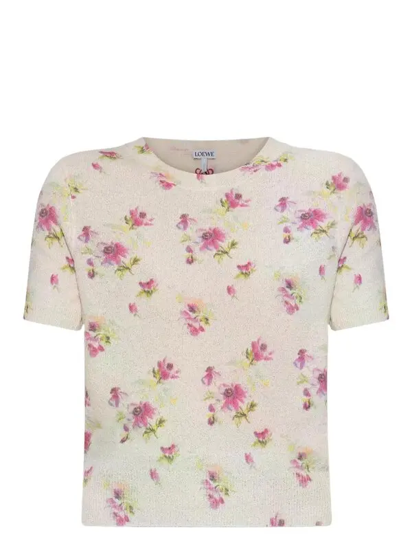 Loewe Floral-print Short-sleeve Top - White