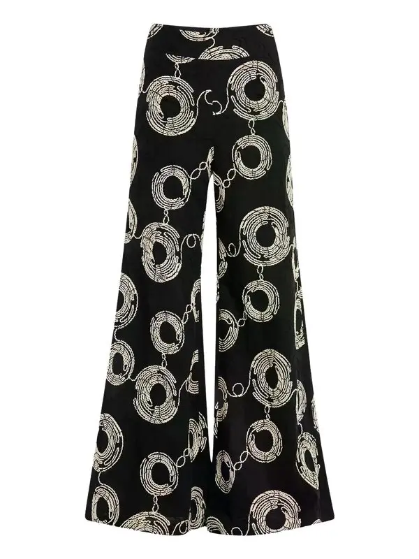 JBQ Odette 2.0 Embroidered Wide-leg Trousers - Black