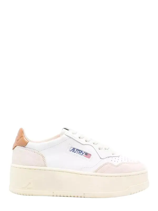 AUTRY Leather And Suede Low Top Trainers - White