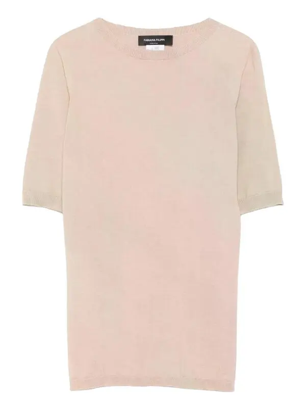 Fabiana Filippi Short-sleeve Cashmere Top - Neutrals
