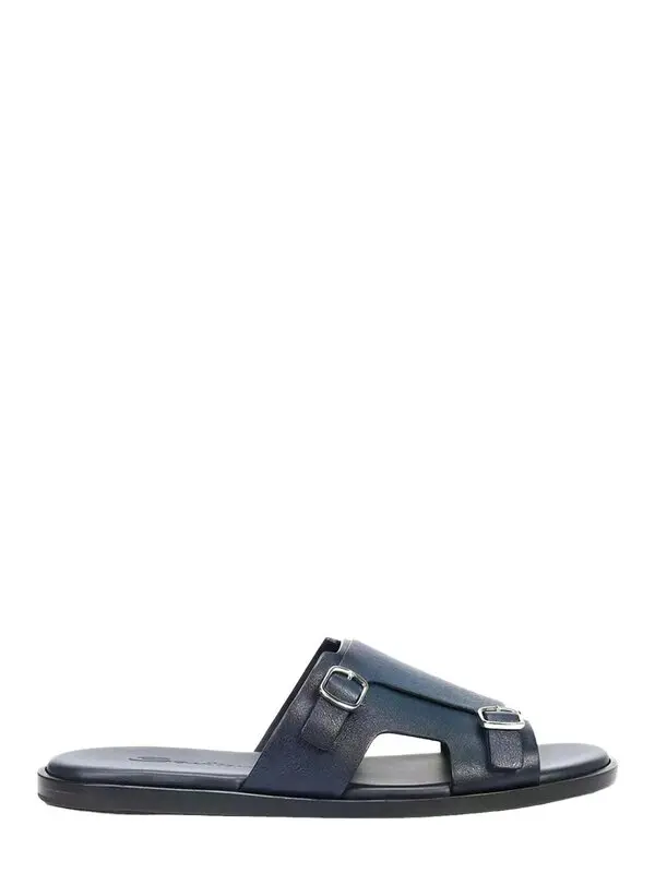 Santoni Double-buckle Leather Sandals - Blue