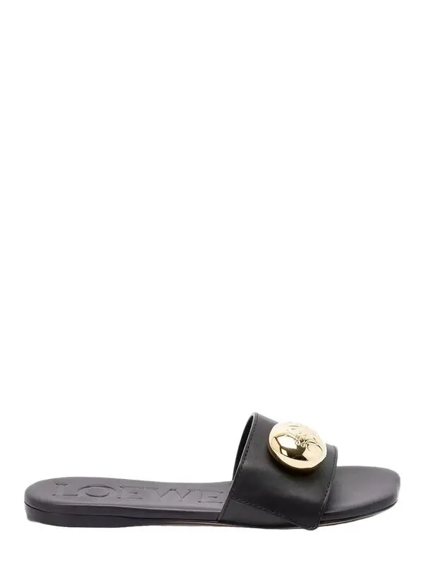 Loewe Logo Flat Sandals - Black