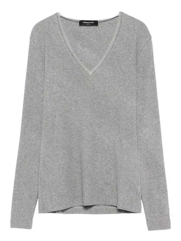 Fabiana Filippi Long-sleeve V-neck Sweater - Grey