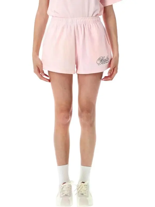 SPORTY & RICH Health Script Disco Shorts - Pink