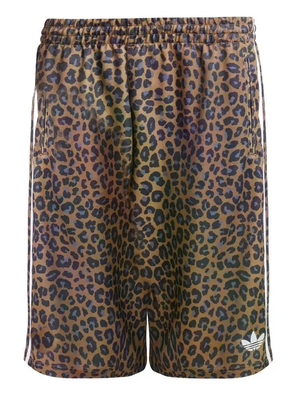 Adidas Leopard-print Shorts - Brown