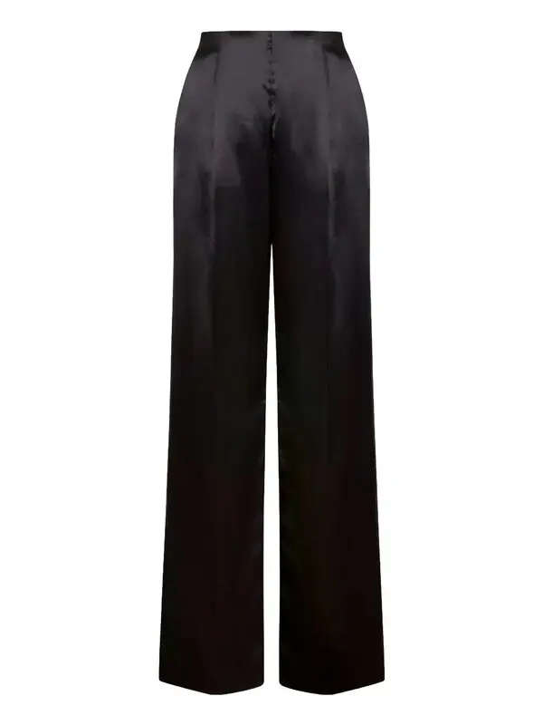 Alberta Ferretti Satin High-waisted Trousers - Black