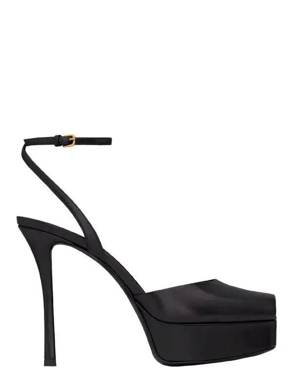 Saint Laurent 120mm La Scandale Platform Sandals - Black
