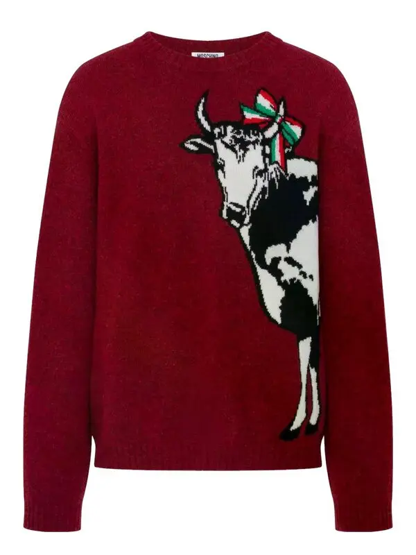 Moschino Graphic Cow Jumper - Red
