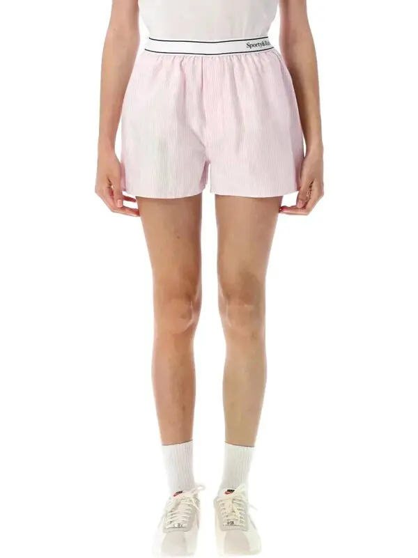 SPORTY & RICH Serif Logo Oxford Boxer Shorts - Pink