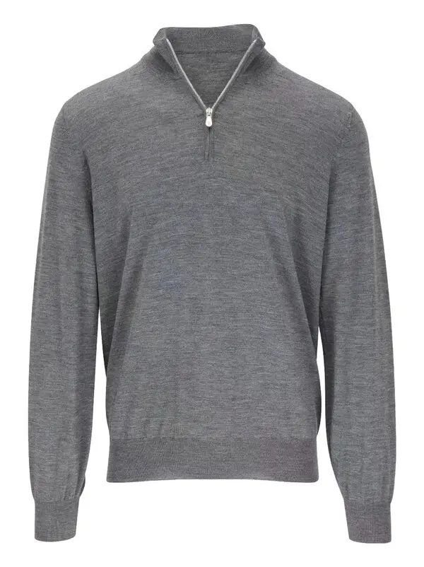 Brunello Cucinelli Zip-detail Sweater - Grey