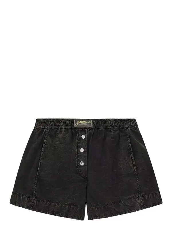 GANNI Logo-appliqué Shorts - Black