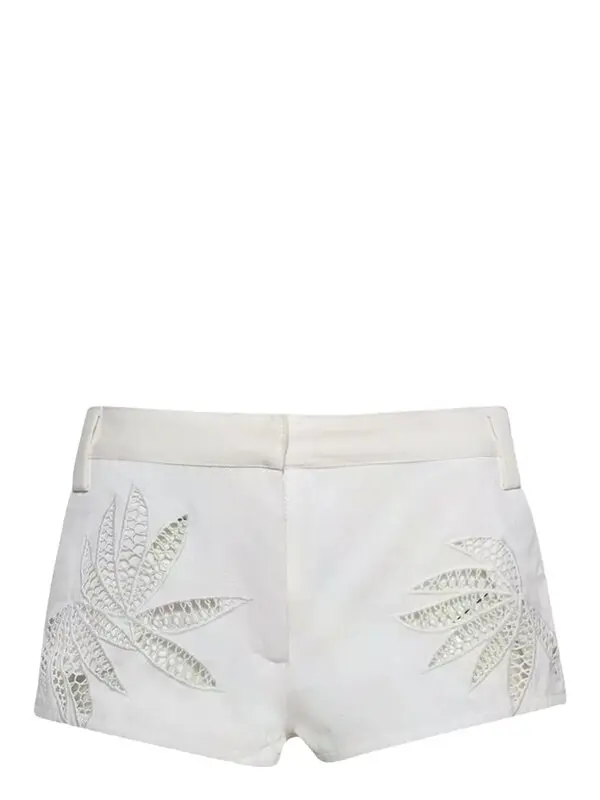 DIOTIMA Rider Leaf-embroidered Cotton Shorts - White