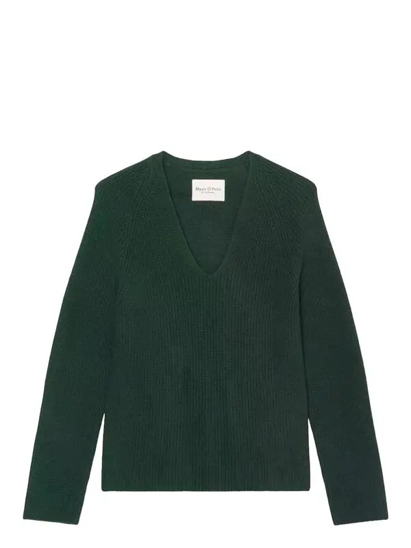 Marc O'polo Ribbed V-neck Sweater - Green